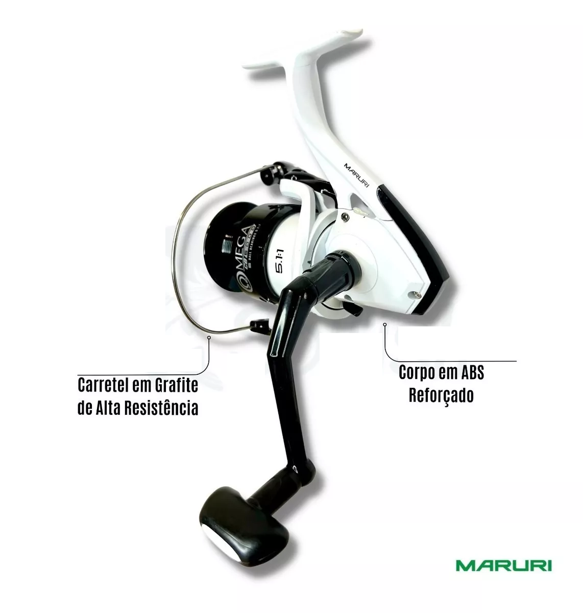 Molinete De Pesca Maruri Omega 6000 CB - 5 Rolamentos - 5.1:1 - Drag ...
